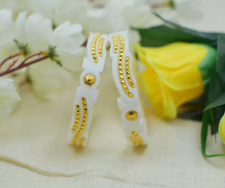 Gold Plated Sankha Pola Bangles For Women Conch Shell With Simple ...