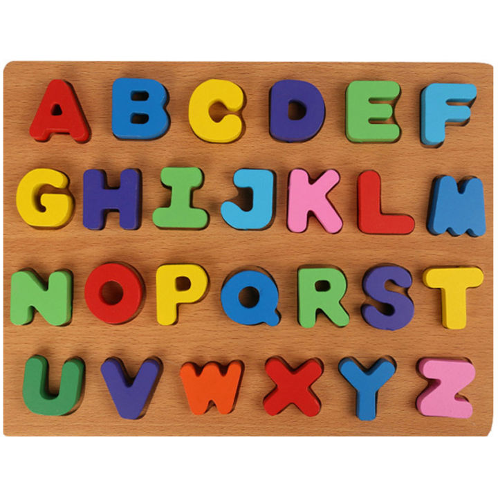 Wooden Puzzle English Capital Alphabets (ABCD) Blocks Board, Early ...