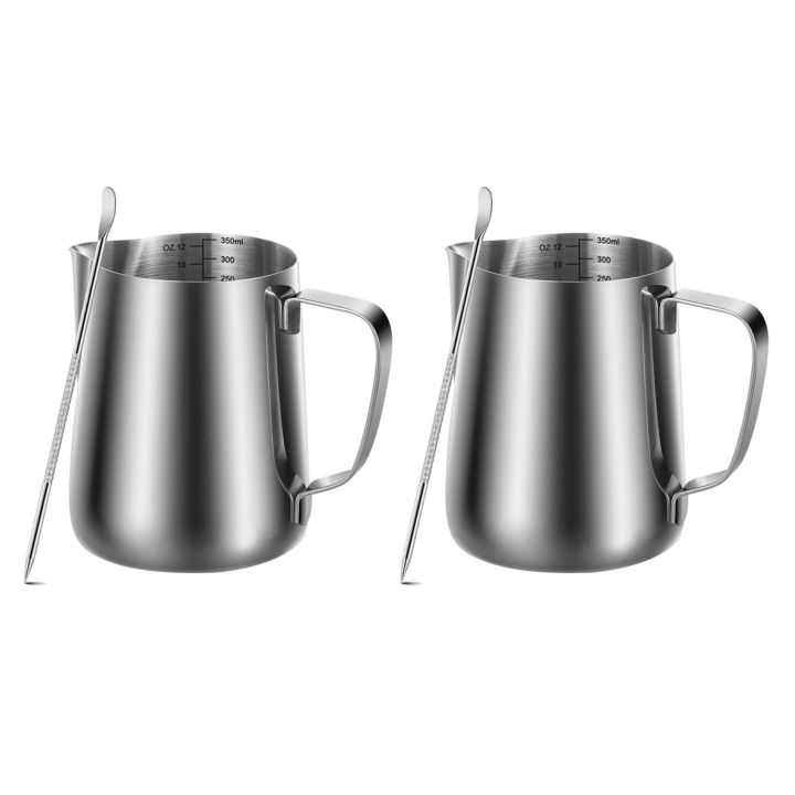 2X Milk Frothing Pitcher 350Ml (12Oz)Steaming Pitchers Milk Coffee ...