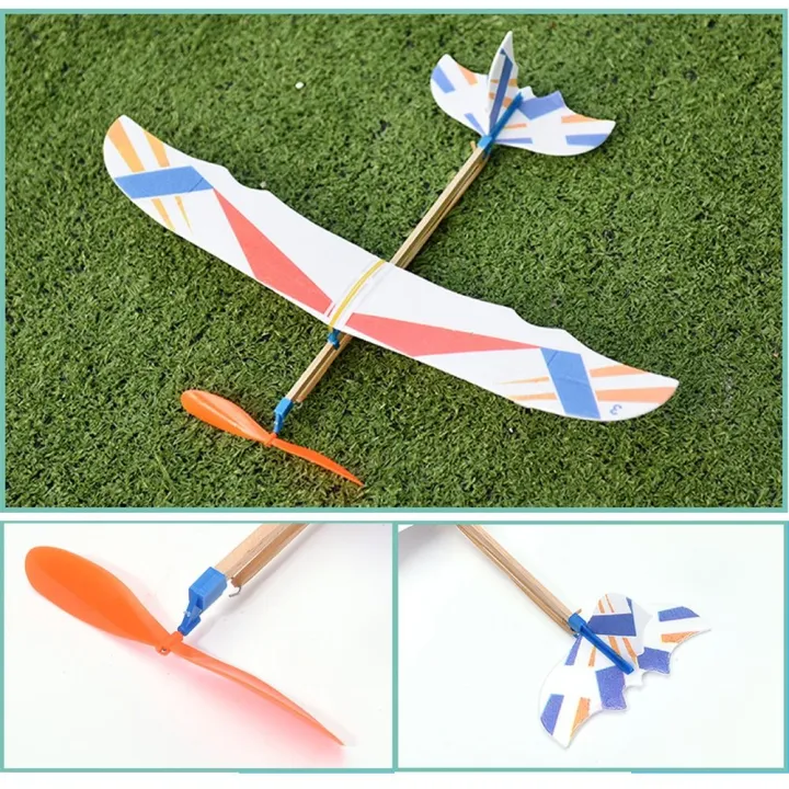 Elastic DIY Flying Glider Airplane Assembly Aircraft Model Hand Throw ...