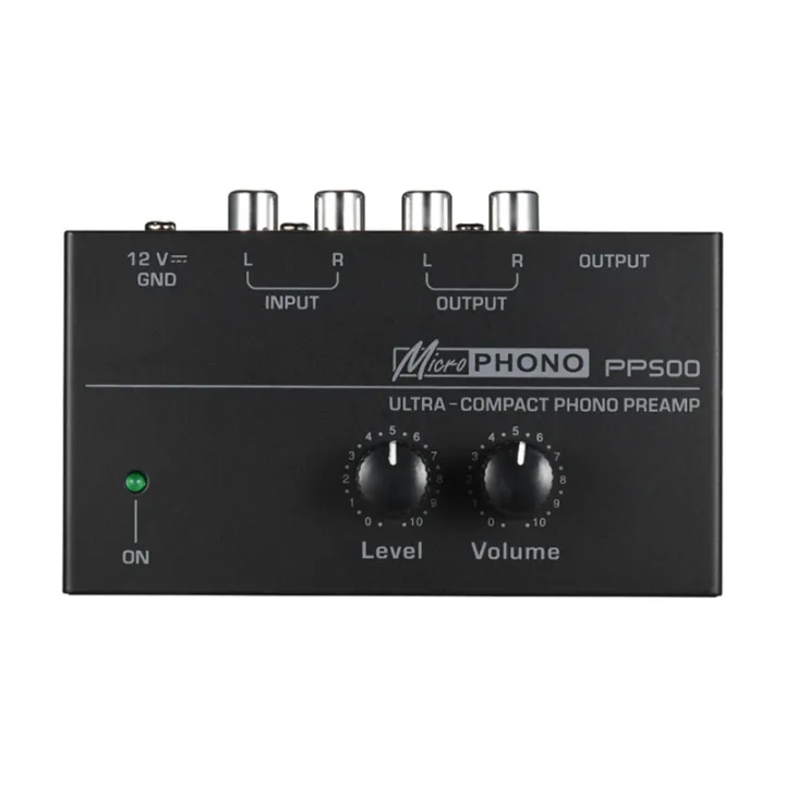 4X Ultra-Compact Phono Preamp PP500 with Bass Treble Balance Volume Adjustment Pre-Amp Turntable ...