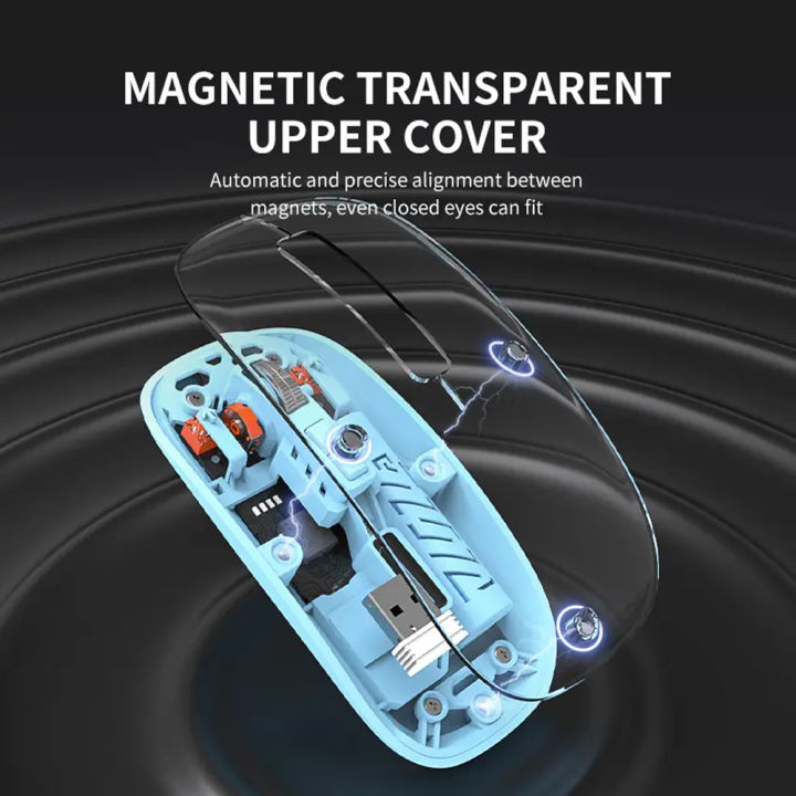 Transparent Magnetic Mouse Dual-mode Rechargeable BT Wireless 2.4ghz ...