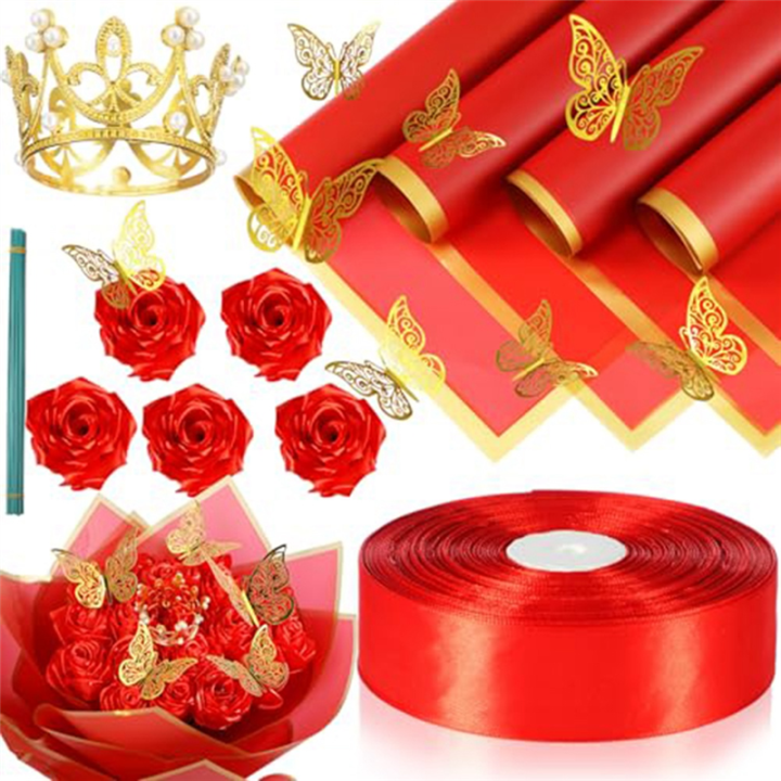 Artificial Roses Bouquet Flowers Bouquet Wrapping Paper Flower Wrapping ...