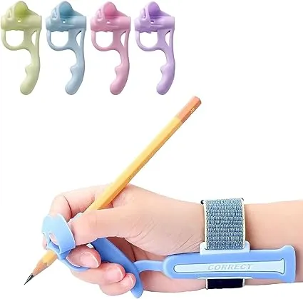 Pencil Grip, Ergonomic Pen Hold Corrector Wrist Brace Writing Aid ...
