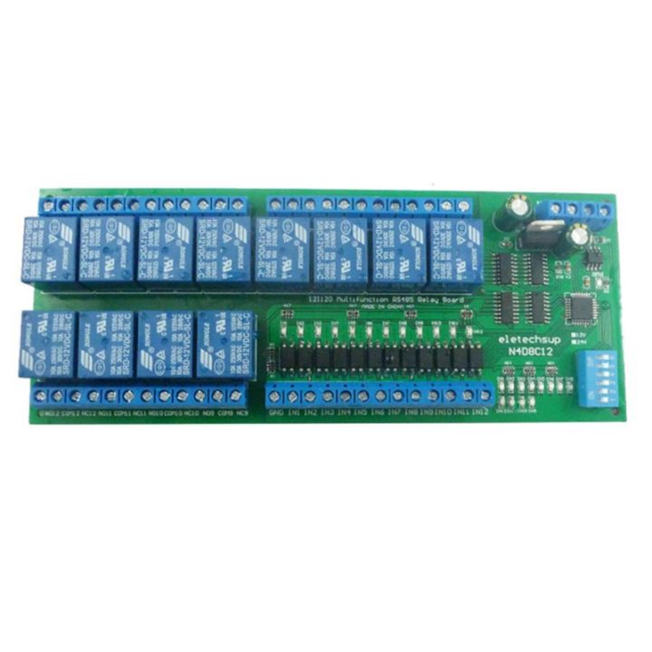24v 12ch Digital Input Output Uart Rs485 Relay Module Modbus Rtu For Plc Ptz Led Motor Machine