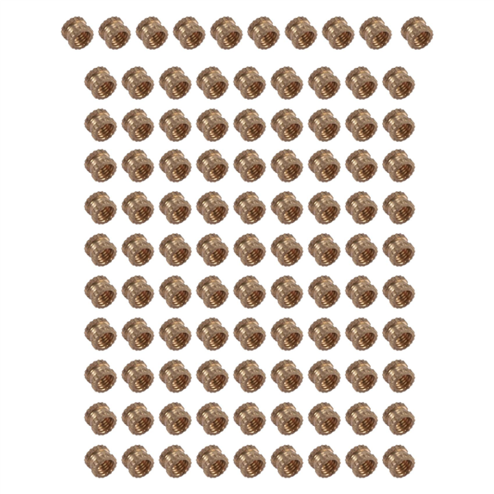 M3 x 3mm Thread Brass Knurled Threaded Insert Embedment Nuts 100PCS ...