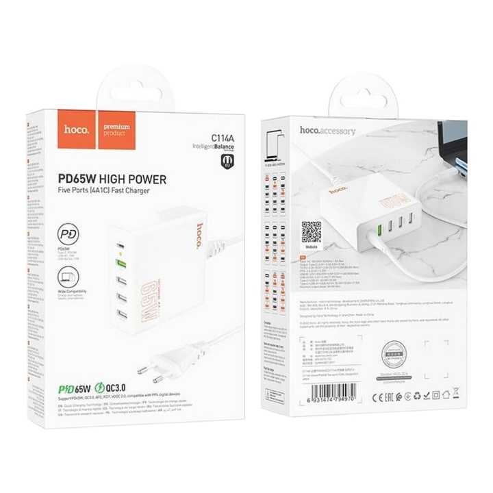 Hoco C114 Vision PD65W Five Port Charger US | Daraz.com.np