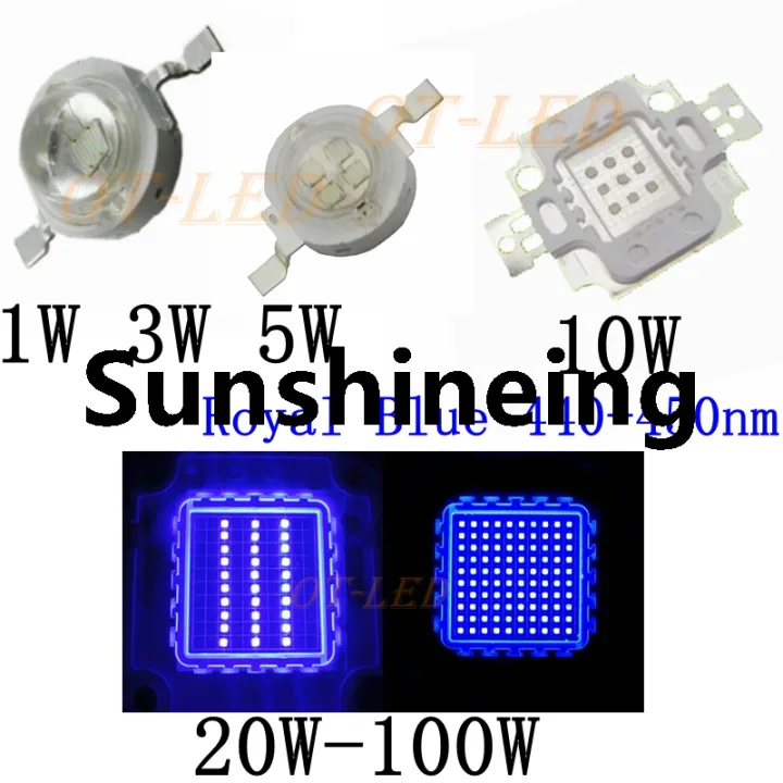 【BiteCrossing】Power Royal Blue LED Grow Chip 440nm 450nm 1W 3W 5W 10W ...