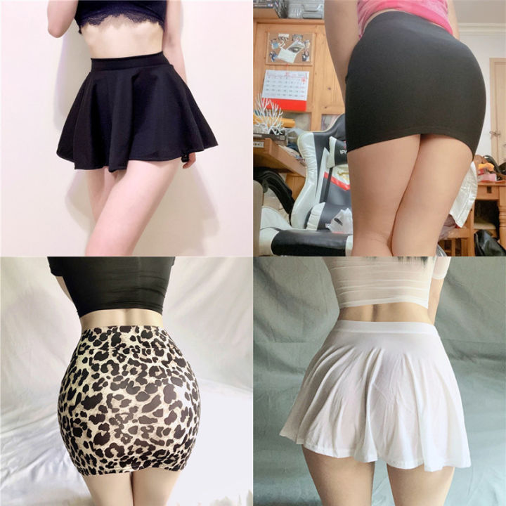 Night line miniskirt skirt leopard print mini short skirt hip ice silk ...