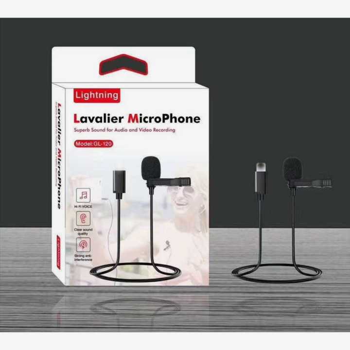 1.5m Wired Professional Lavalier Lightning Microphone for iPhone & iPad ...