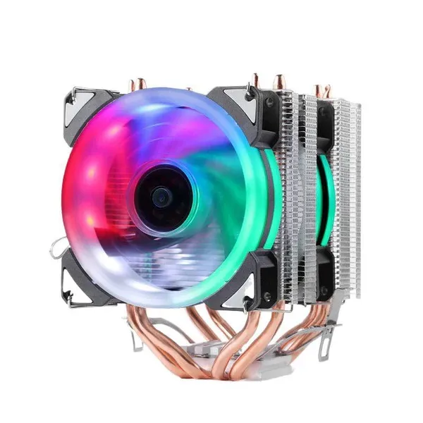 RGB Dual Fan CPU Cooler with 4 Heat Pipes – Single Tower, 90mm Fans, 3 ...