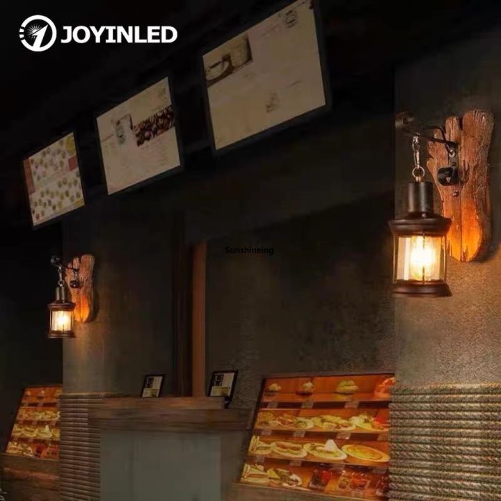 Wooden Wall Lamps for Living Room Wood LED Cage Wall Light Cafe Bar ...