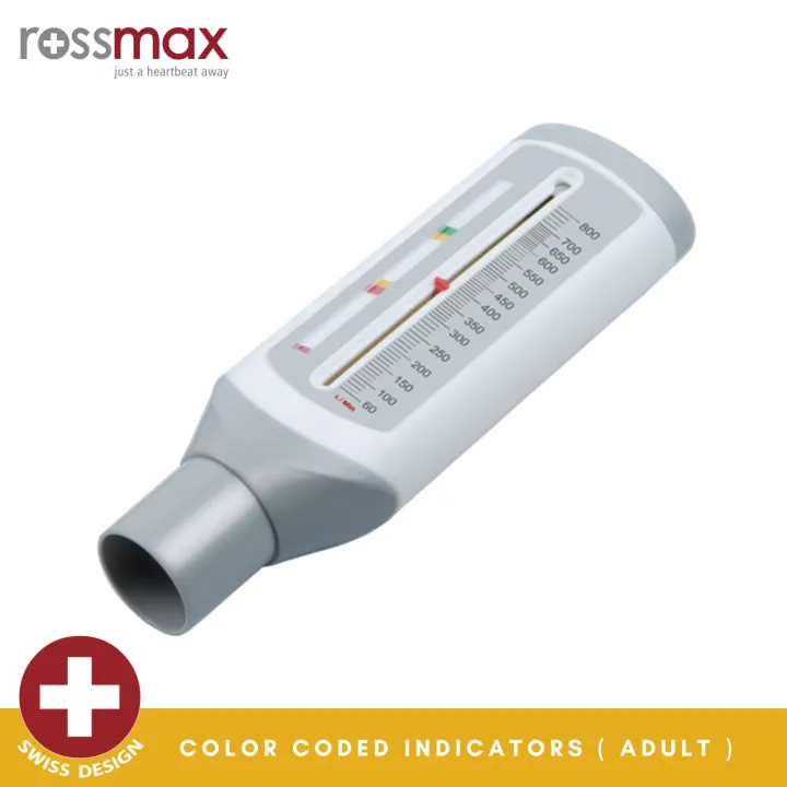 Rossmax PF120A Adult Peak Flow Meter with Color Coded Indicators ...