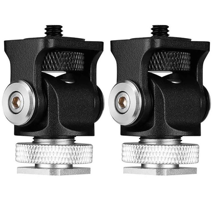 fasdaga 2X Mini Hot Shoe Mount Monitor Microphone Flash Holder 1/4 Inch ...
