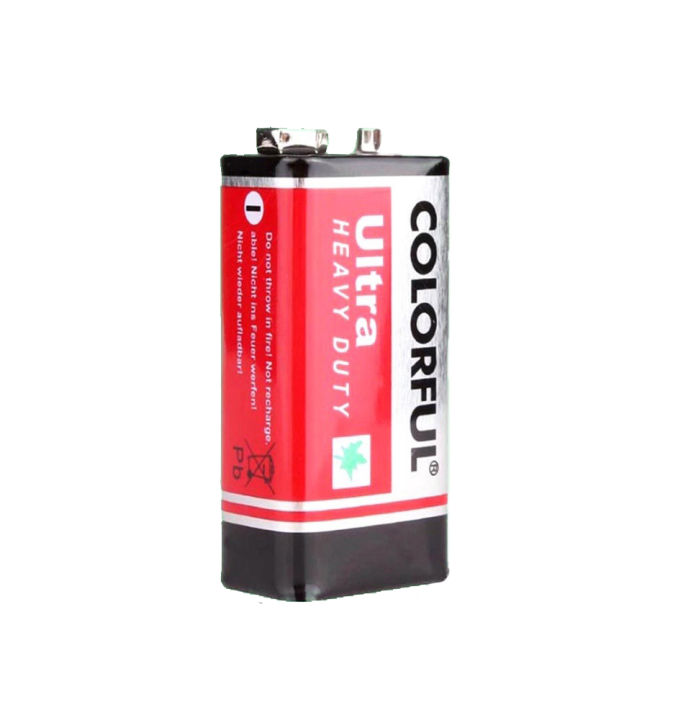 COLORFUL Ultra Heavy Duty 9V 6F22 Battery for Toys, Radio, LAN Tester ...