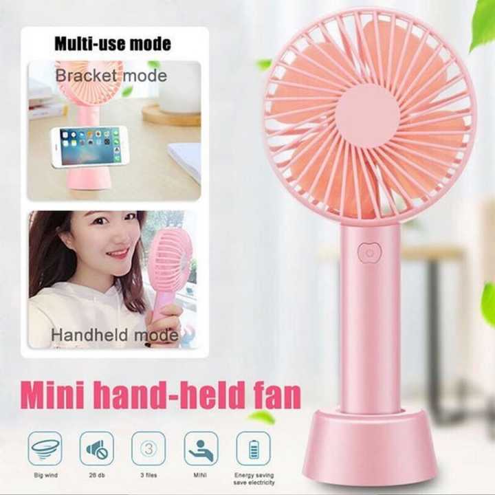 Mini Portable Fan Rechargeable With Stand 3 Speed And Long Lasting ...