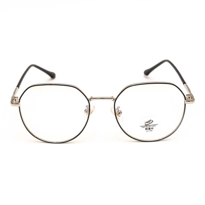 Silver/Black Frame Transparent Lens Eyewear Spectacles For Unisex With ...