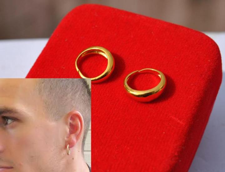 1 Pair Men Hoop Earring - Golden Earring For Men (Looks Like Original ...