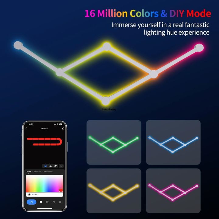 Rhythm Music Mode Color 44 Wall Light with RGB LED Smart 6PCS Wall ...
