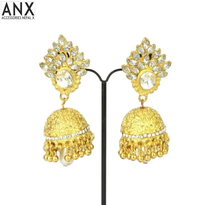 ANX Golden Traditional Studded Stone Earing For Women / Occasional ...