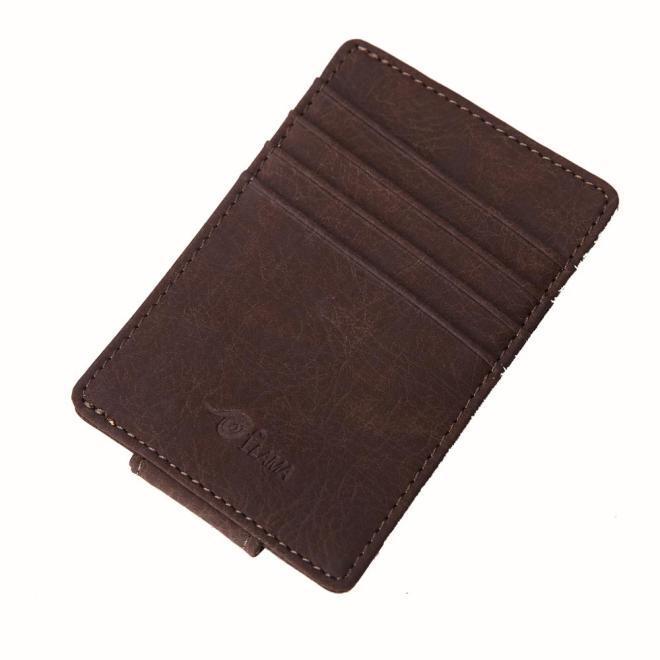 Men Leather Card Cash Receipt Holder Organizer Magnet Wallet Purse ...