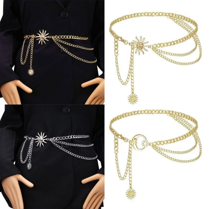 All-match Vintage Punk Waist Chain Metal Hip Hop Sun Moon Star ...