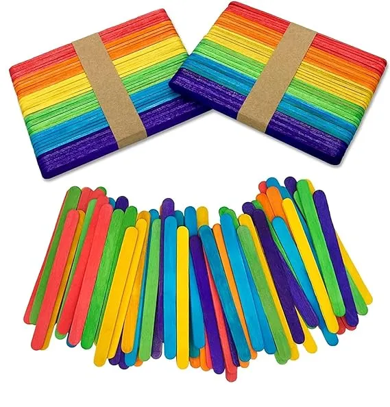 Multicolor Wooden Popsicle Sticks For Art & Craft- 50pcs | Daraz.com.np