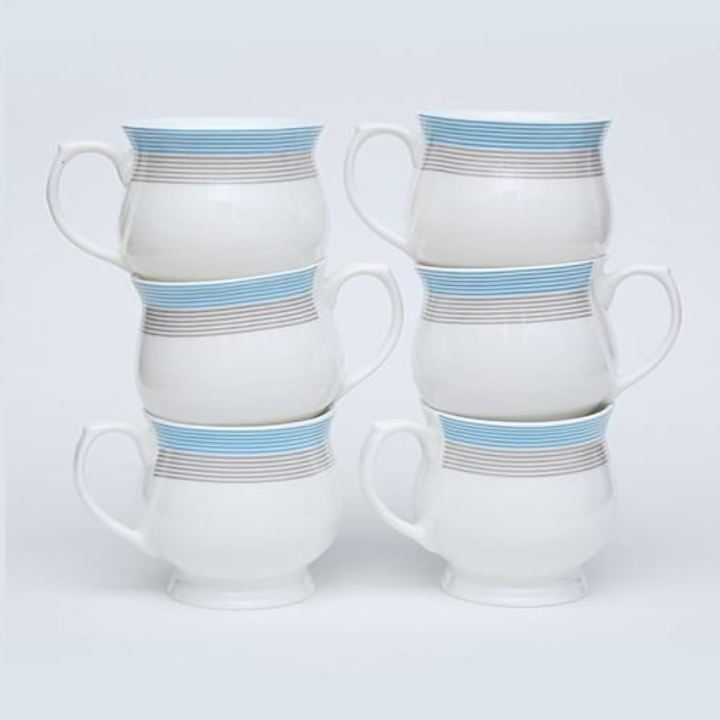 Ceramic Tea Cups Set of 6 Small Tea Coffee Serving Cups Micorwave Safe ...