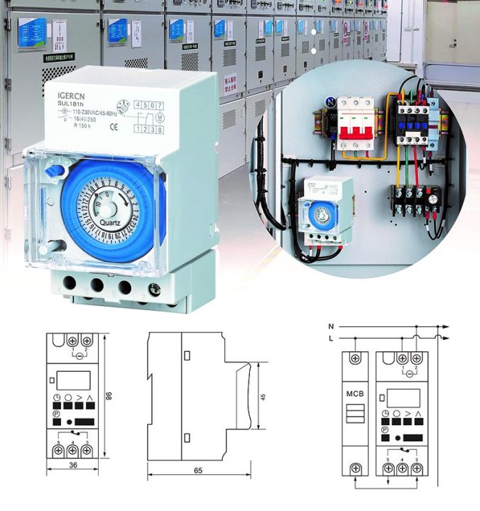 Time Relay Mechanical Timer 24 hours Time Switch Relay Electrical ...