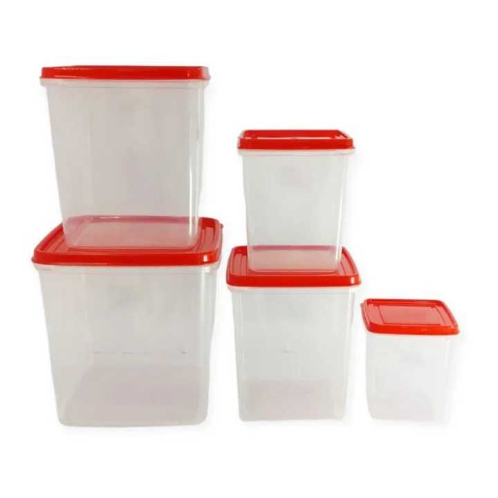 Set Of 5 Plastic Containers With Different Sizes For Kitchen And ...