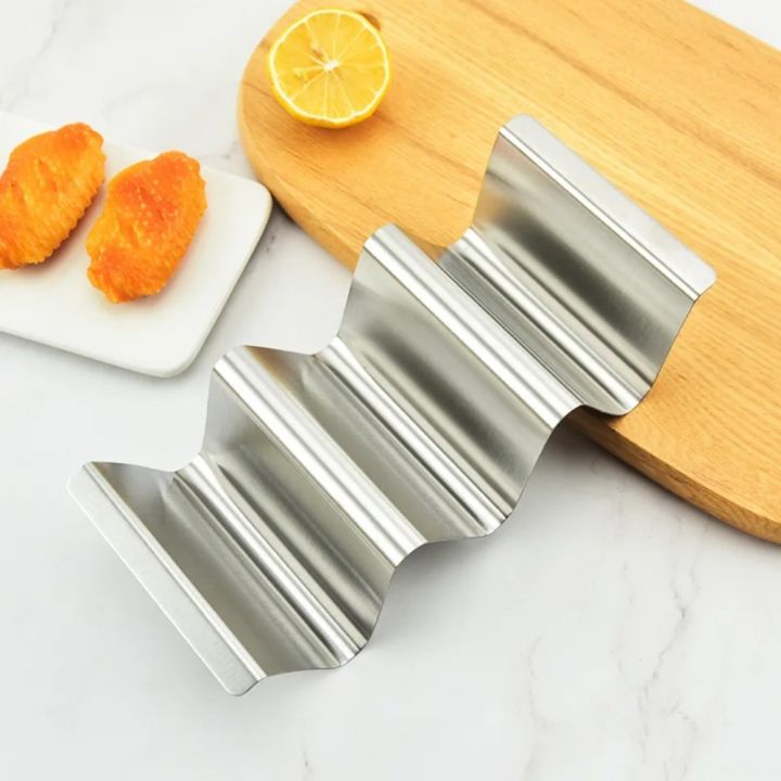 Kitchen Tools V-shaped Groove Stainless Steel Taco Holder Wavy Taco ...