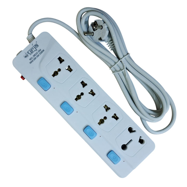 Urja 9824-3M 4-Port Power Strip Extension Cord with Individual Switches ...