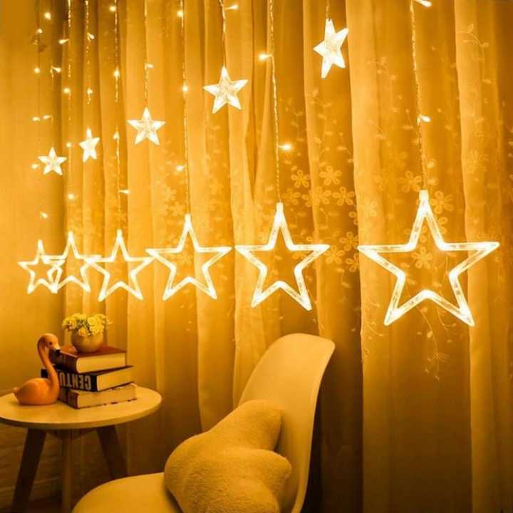 Decorative Star Light Curtain String Light With 8 Flashing Mode | Daraz ...