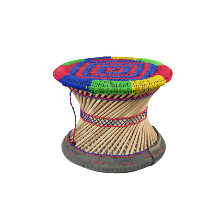 The Mithila Store Handmade Multicolor Bamboo Muda / Chair Indoor ...