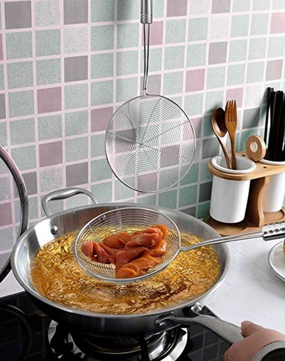 Stainless Steel Spider Strainer Skimmer Ladder Food Frying Spoon With ...