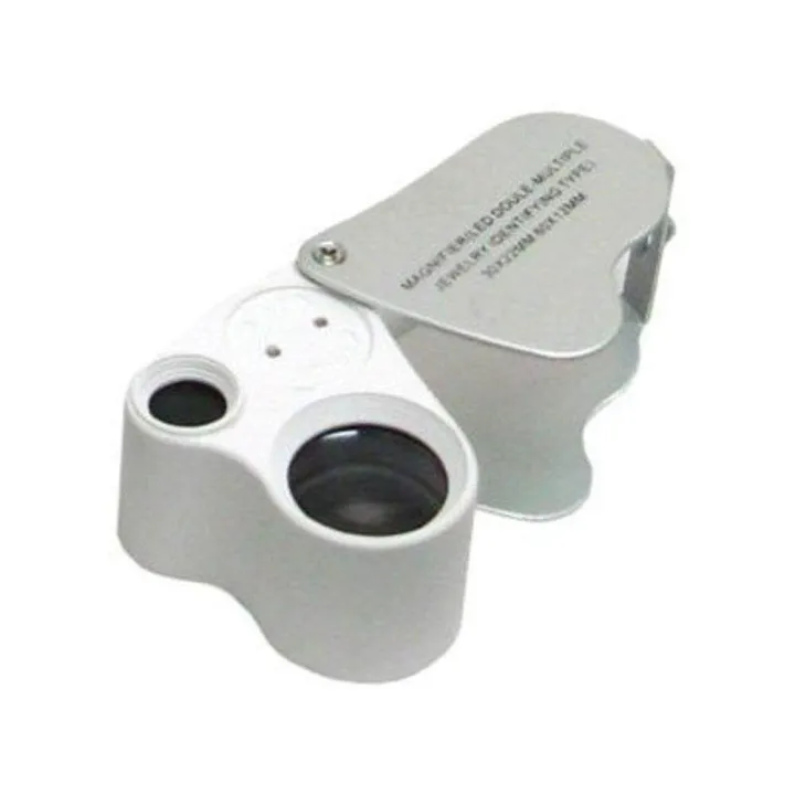Mini Aluminium 30x 60x Double Multiple LED Magnifying Glass Magnifier ...