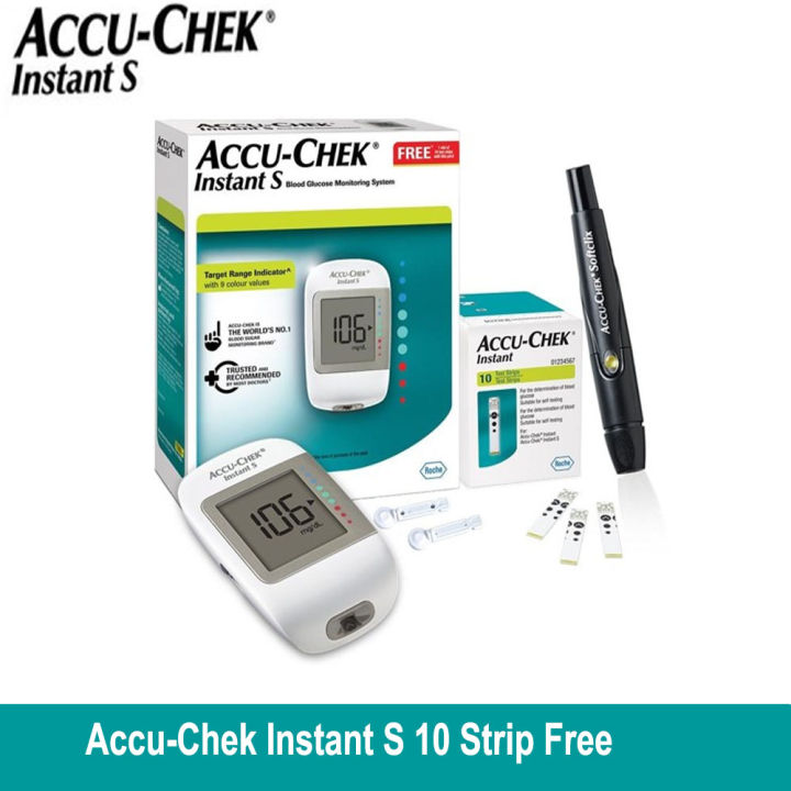 Accu-Chek Instant S Blood Glucose Monitor with Free 10 Test Strips ...