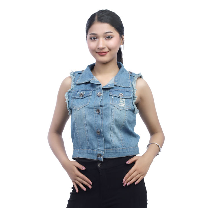 Sleeveless Denim Jeans Outer For Women | Daraz.com.np