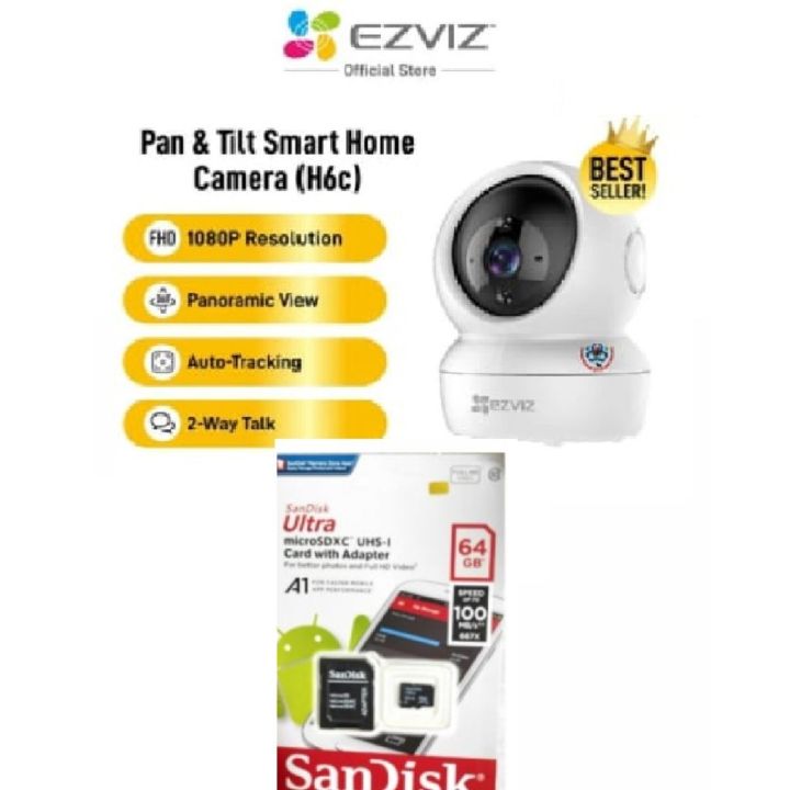 Hikvision Ezviz 2MP H6C Indoor Wireless/Wired CCTV Camera With SD Card ...
