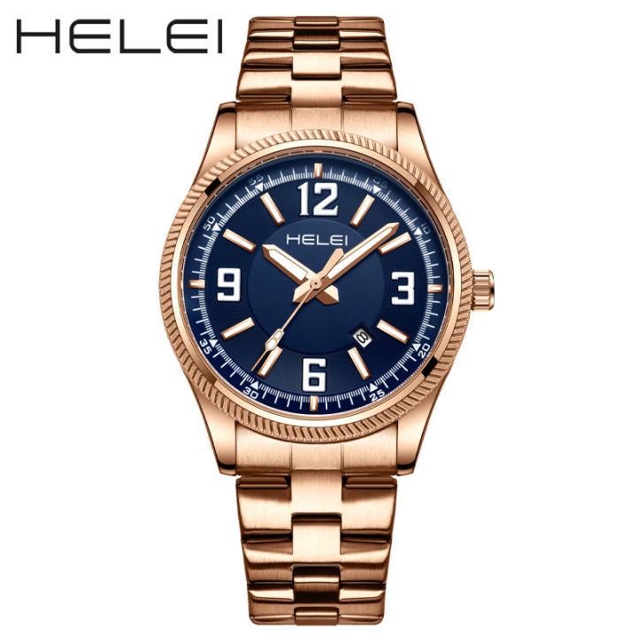 New HELEI Herley Business Men's Watch Stainless Steel Band Quartz ...