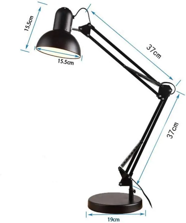 60W E27 LED Desk/Table Lamp with Adjustable Swing Arm & Clamp – Metal ...