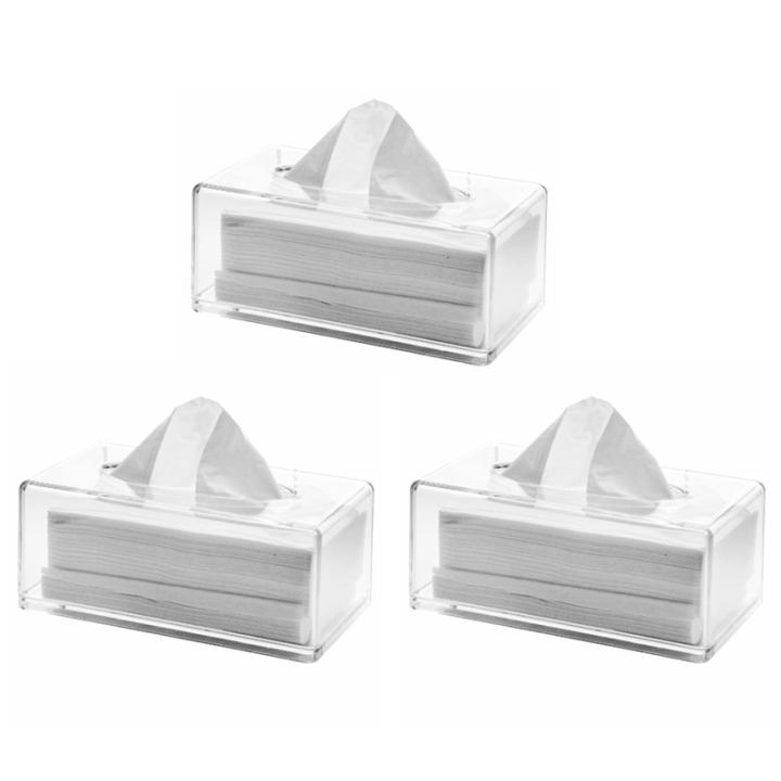 EITGZWAS 3X Clear Acrylic Tissue Box Holder with Cover Tissue Dispenser ...
