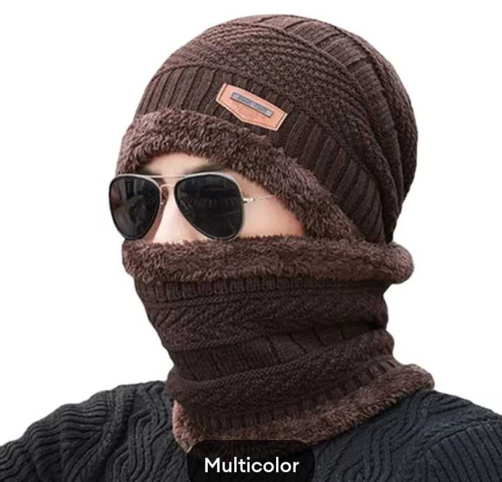 Pack of 2 Pices Chinese Cap and Muffler Set with inside Furr ( New ...