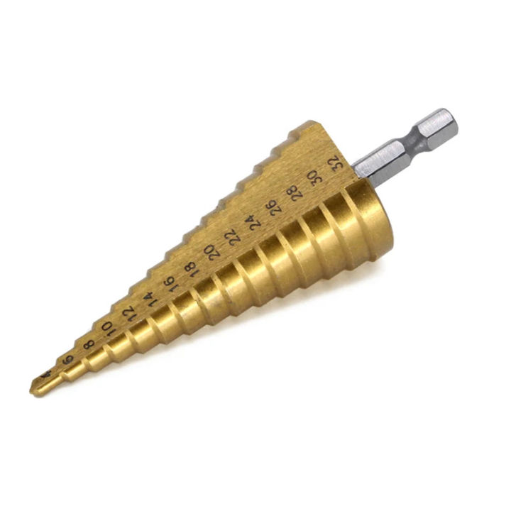 HSS Step Drill Bit 4-32mm Hex Titanium Cone Hole Cutter Multifunction ...