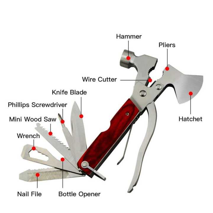 Heavy Duty Stainless Steel Portable Multi Function Hammer Tool Set Folding With Knife Saw Blade ...