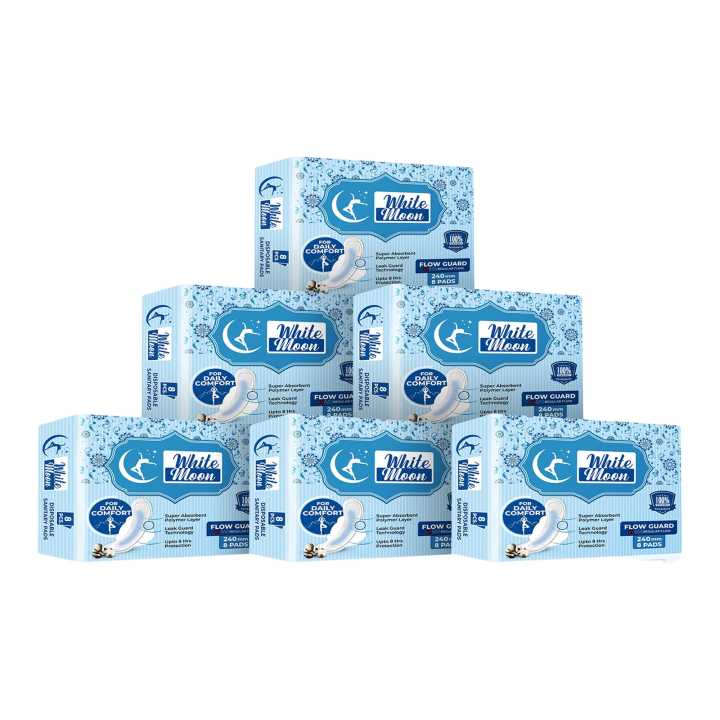 WhiteMoon Fluffy Triflod Series Flow Guard 240MM Sanitary Pads 8 Pcs ...