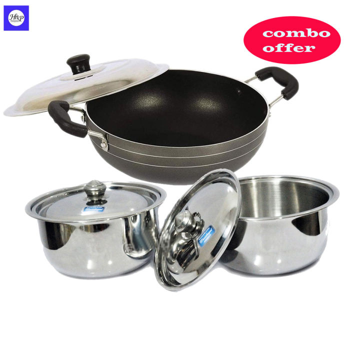 DeviDayal Stainless Steel 2 Liter Vintage Serving Bowl Pack Of 2 Combo ...