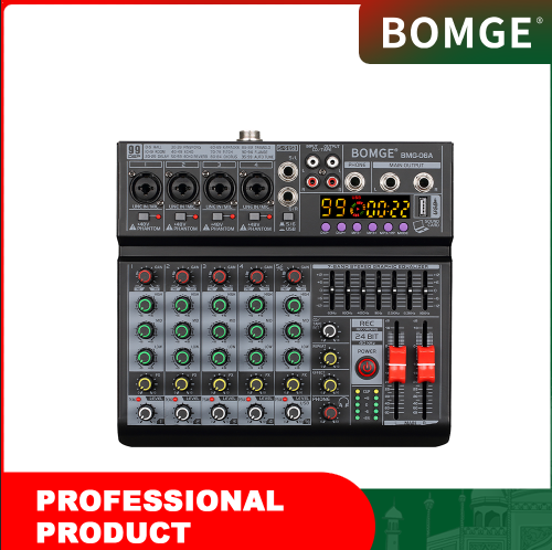 BOMGE 06A Professional 6 Channel DJ Audio Mixer, DJ Controller Sound Mixer with 99 DSP Effects,7 ...