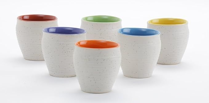 6 Piece Set of Glazed White Ceramic Khullad Cup Pottery Chai Kulhad ...