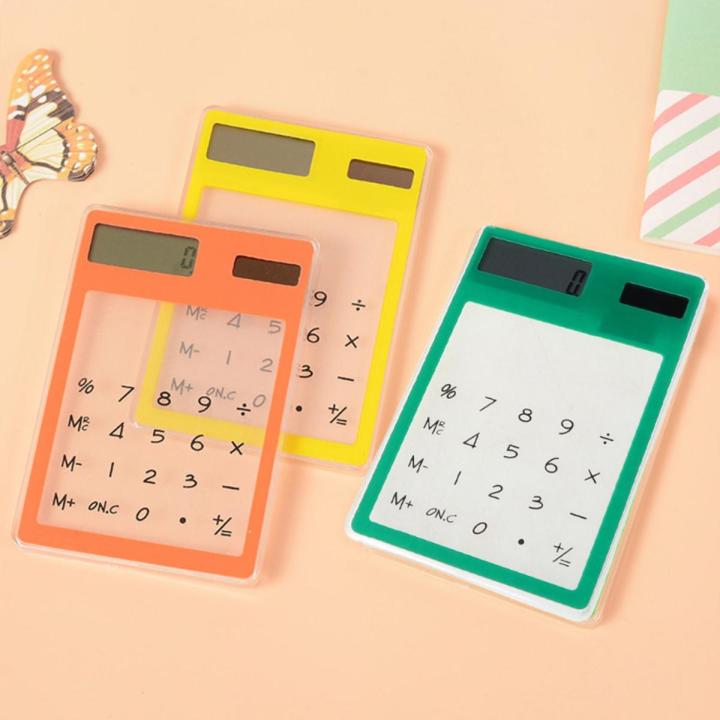 Qubix Ultra Slim Mini Transparent Calculator Solar Powered LCD 8 Digit ...